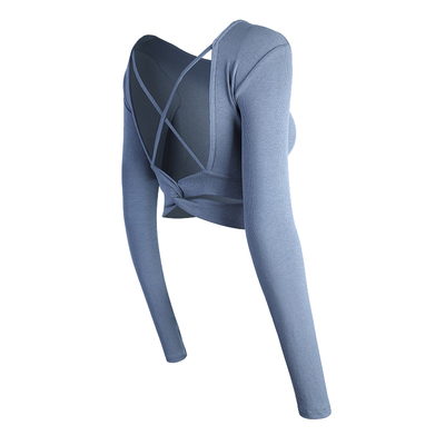 长袖美背瑜伽透气紧身带胸垫