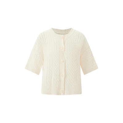 EATMI26ss亚麻亮片中袖针织衫