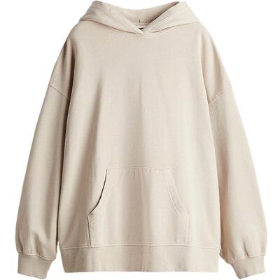 HM女装卫衣春季潮流时尚简约柔软长袖大廓形美式连帽衫1243666