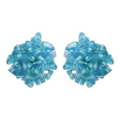 度假风清凉蓝色绣球花蚊香盘耳夹