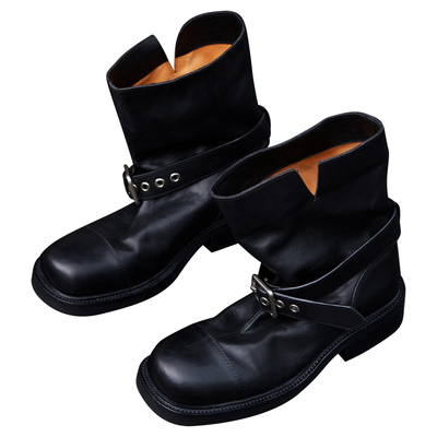 Le'Murmure手工水洗褶皱西部靴