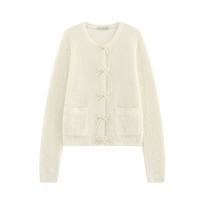 立体提花蝴蝶结毛织开衫