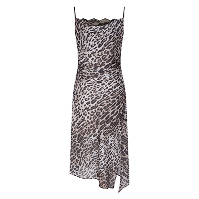 none浪漫蕾丝优雅荡领吊带连衣裙