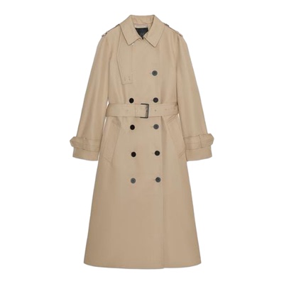 配腰带塑形防水面料双襟风衣