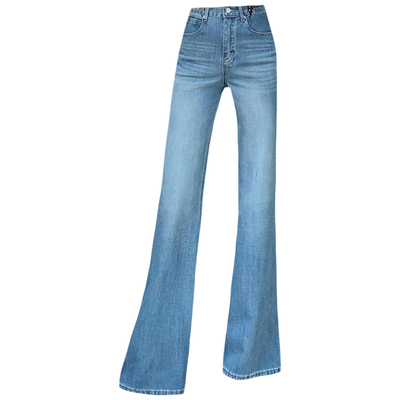 春四面弹修身显瘦牛仔微筒喇叭裤