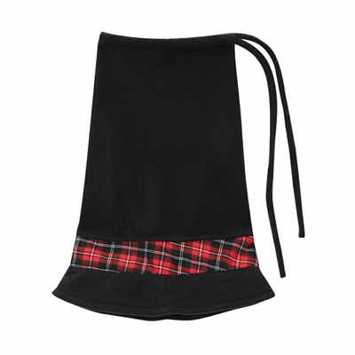 格子拼接摇粒绒抽绳束口袋女巫帽