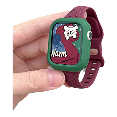 适用iwatch圣诞限定硅胶表带套装