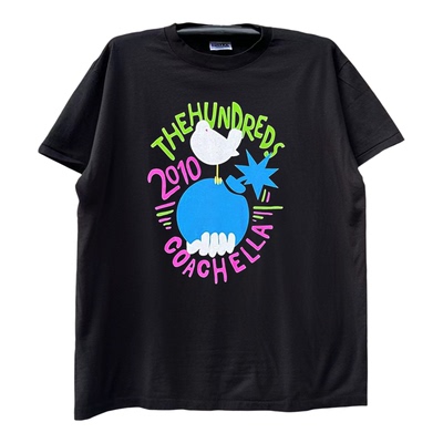 The Hundreds音乐节美式街头潮牌风vintage古着重磅棉短袖T恤