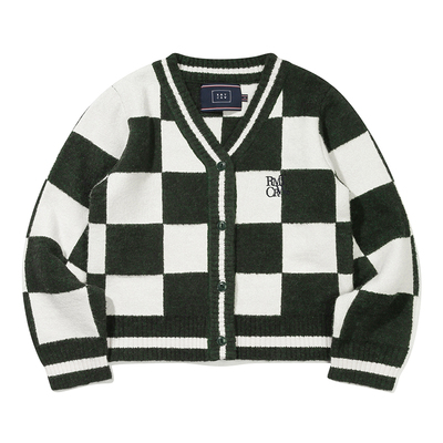 romanticcrown棋盘格针织开衫