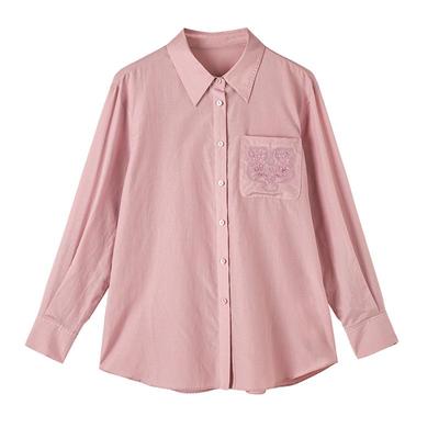 CHESONSE休闲亮片钉珠桑蚕丝衬衫