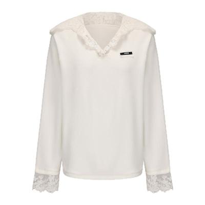 LACERTA 2025秋季新款超大蕾丝帽子德绒卫衣女时尚简约百搭卫衣