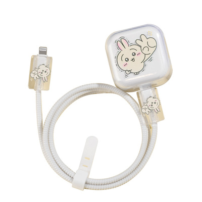 卡通乌萨奇苹果充电线保护套适用40WiPhone17充电器保护壳16/15数据线保护绳缠绕防折断15充电头硅胶壳防猫咬
