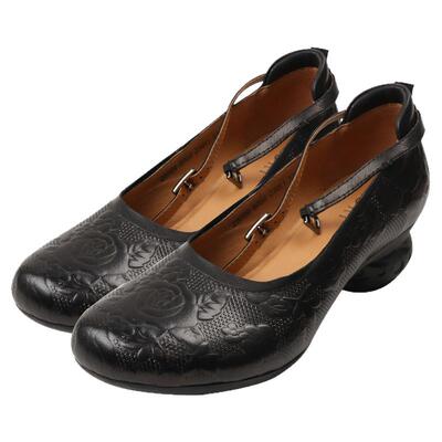 相伴真皮旗袍新中式粗跟羊皮单鞋