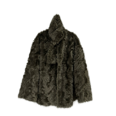 Narcos早春小湖羊环保皮毛一体双面穿皮草大衣简约高级宽松外套女