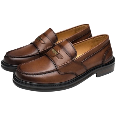 JDV商场同款棕色牛皮革乐福鞋