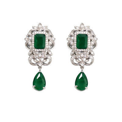 CrayonX绿宝石蕾丝高珠耳钉