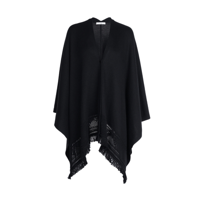 LYNEE【漫游者】流苏边针织披肩开衫羊毛混纺慵懒风一衣多穿外套