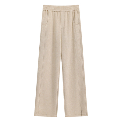 人字纹阔腿裤秋冬加绒呢子羊毛裤