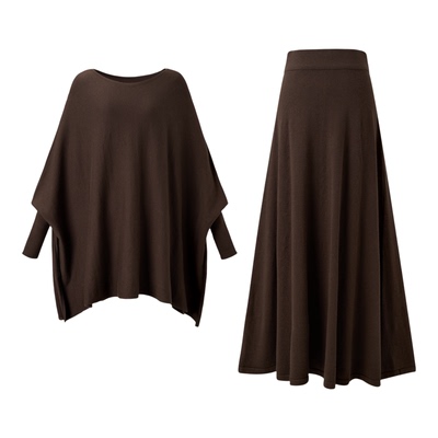 SIQIYOUNG斜肩斗篷A摆半裙套装