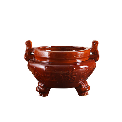 陶瓷仿古盘线三足佛堂用品香炉