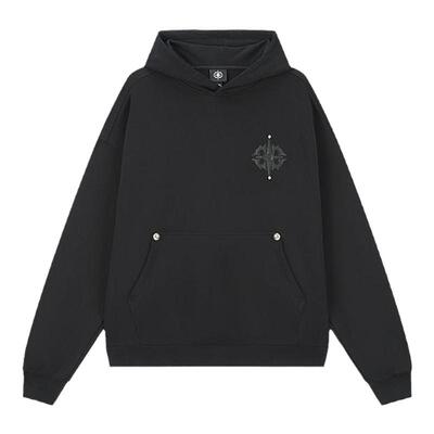 DICETINY贴皮LOGO帽衫宽松纯棉重磅连帽卫衣铆钉街头潮牌休闲上衣