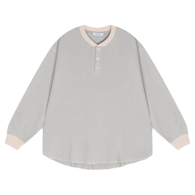 niko and ... 长袖男2026春季新款廓形亨利领华夫格上衣581475