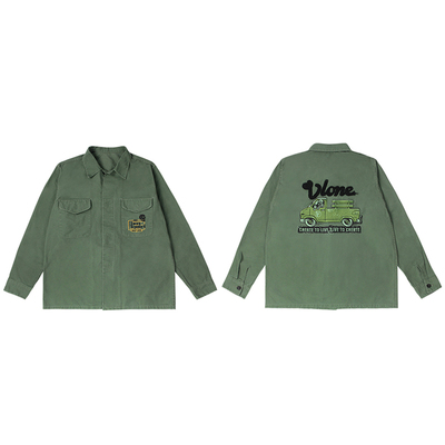 VLONE Army Shirt 军事风植绒刺绣重磅长袖衬衫 男女同款