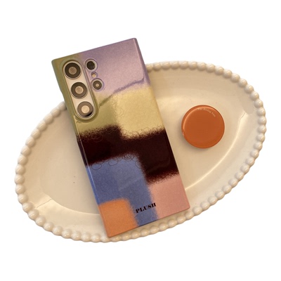 毛绒色块适用于三星S25Ultra硬壳S26ultra小众S21ultra光面菲林S22ultra手机壳s23三星创意保护套24ultra小众