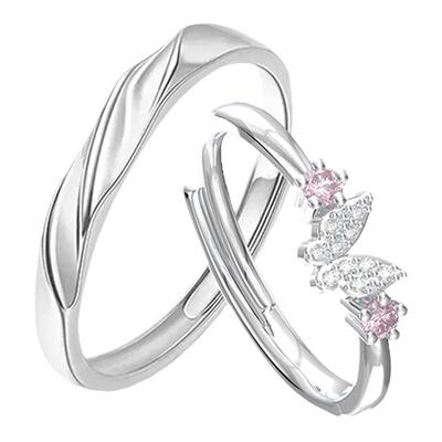 Kookiss【蝶影纷飞】情侣对戒S925纯银一对小众设计感戒指送女友