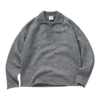 714streetPOLO翻领短宽毛衣