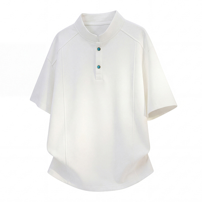 亨利领重磅宽松短袖T恤男解构