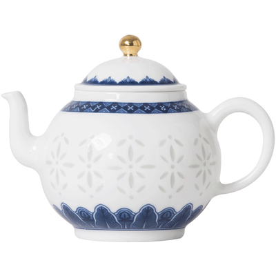 玉柏青花缠枝莲茶具套装高温白瓷