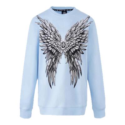 TCH 潮牌重工大翅膀烫钻时尚百搭宽松长袖圆领卫衣T69D116082