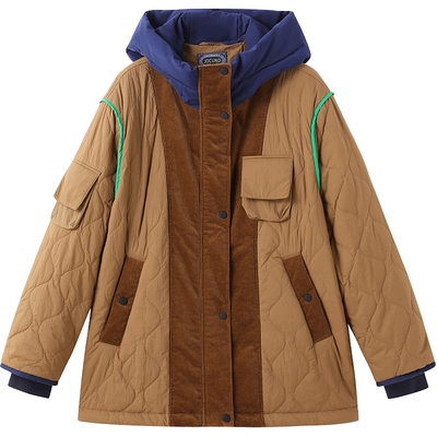 有兰拼接棉服马甲两件