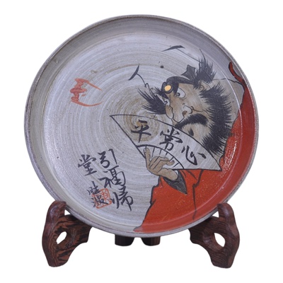 九希堂陈胜波手绘人物钟馗画盘