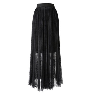 韩国蕾丝JJparty百褶裙中长款