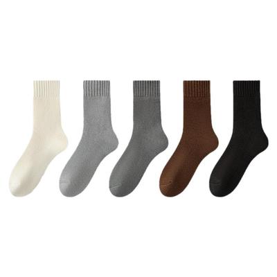 超厚羊绒袜子男秋冬款加厚加绒中筒袜羊毛保暖防臭冬天男士长筒袜