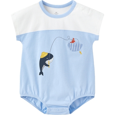 英氏夏季短袖柔软透气棉麻连体衣