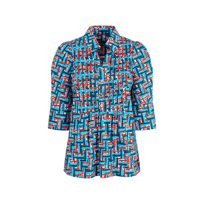 MARYLING蓝红色印花宽松上衣