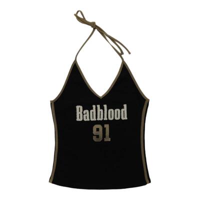 美式复古辣妹挂脖吊带背心