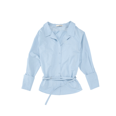 logo刺绣绗线装饰系带衬衫