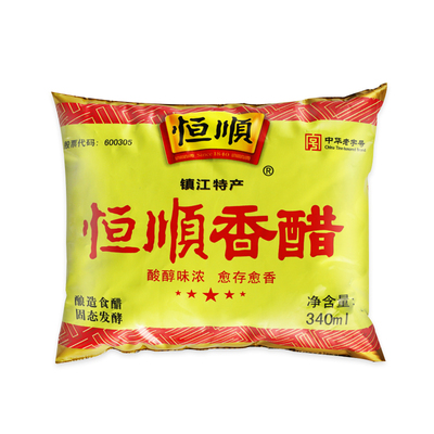 恒顺香醋340ml*30袋商用酿造食醋江苏特产香醋餐饮食堂面馆调味醋