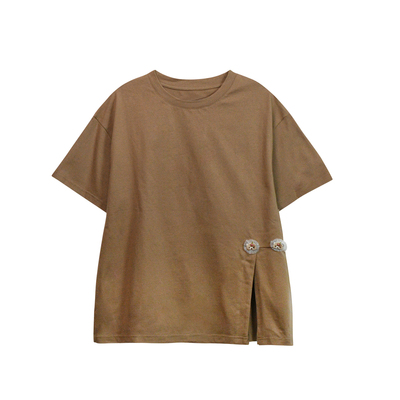 啡色短袖上衣夏装文艺女孩t恤