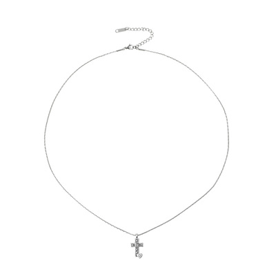 threetimes2026新款精致小巧十字架吊坠项链女银饰复古时尚百搭潮
