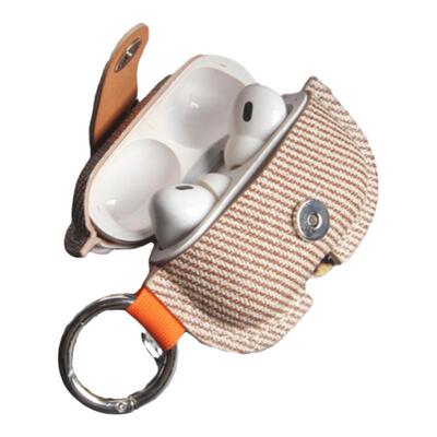 适用苹果Airpods pro2Airpods pro3耳机保护套壳新款PU皮革双色斜纹软质耳机套AirPods4指环扣防摔个性保护壳
