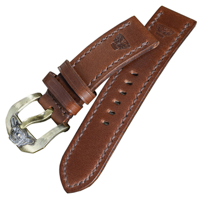 适用沛纳海真皮手工定制表带男女