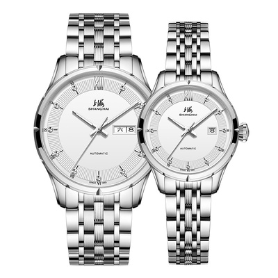 上海表情侣全自动机械表休闲防水
