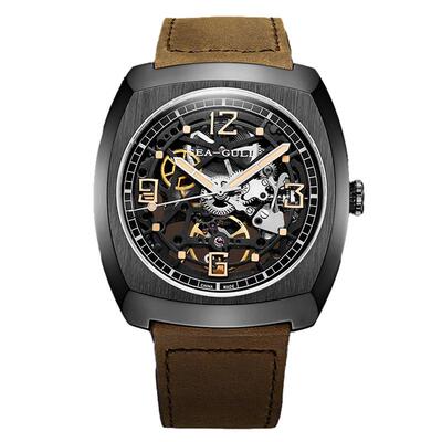 时尚个性镂空酒桶形全自动机械表