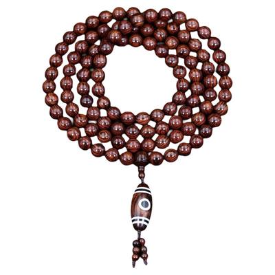 稀缺12mm顺纹海南黄花梨108颗手串深紫油梨手持佛珠男女手链 孤品