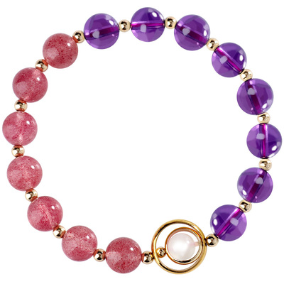 草莓晶紫水晶闺蜜手链女森系学生